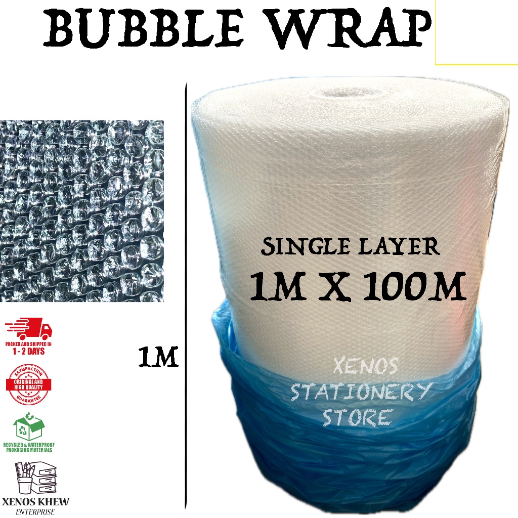 BUBBLE WRAP SINGLE LAYER DOUBLE LAYER [ 0.5M X 100M / 1M X 100M ] 泡泡纸 ...