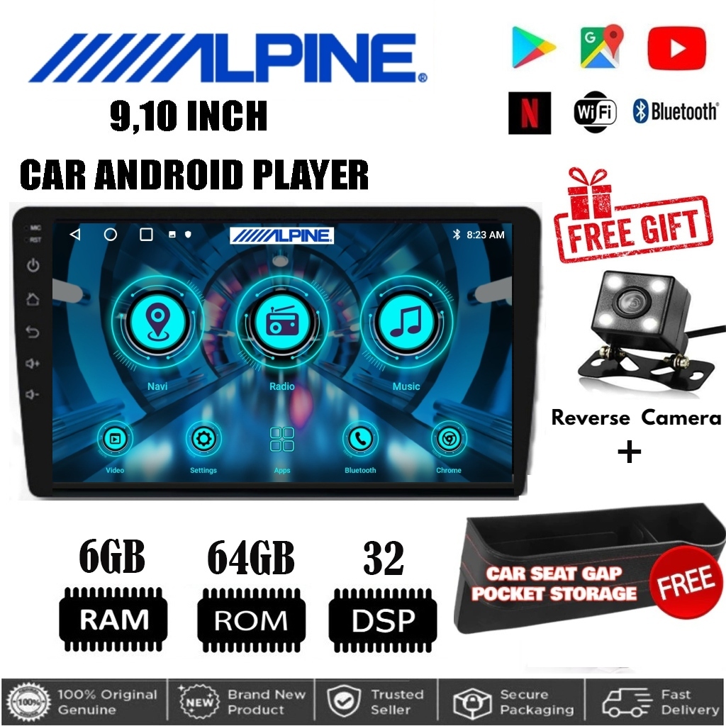 [6GB RAM+64GB ROM]QLED Alpine Android Player 9"10" inch (FREE SEAT GAP ...