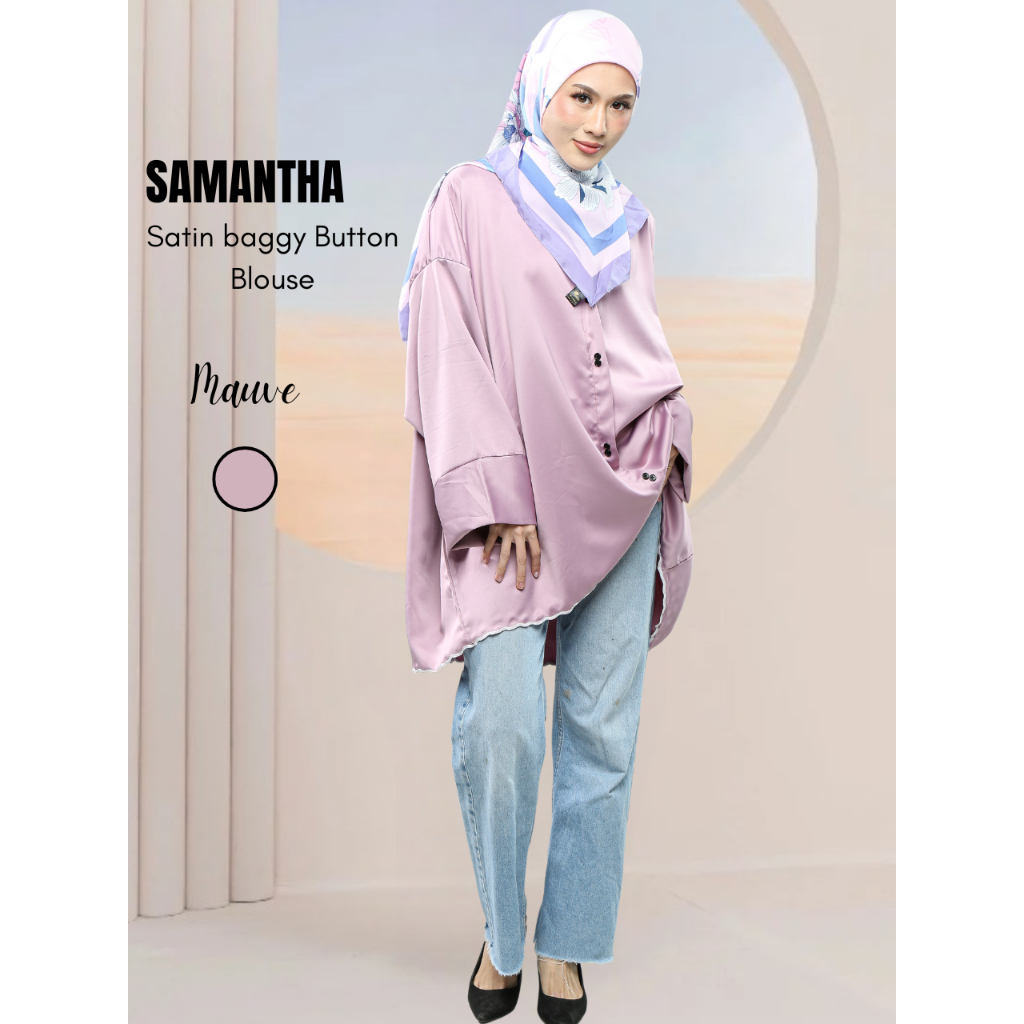 Blouse Muslimah Sulam Samantha Labuh Cut Square Free Size Plus Size ...