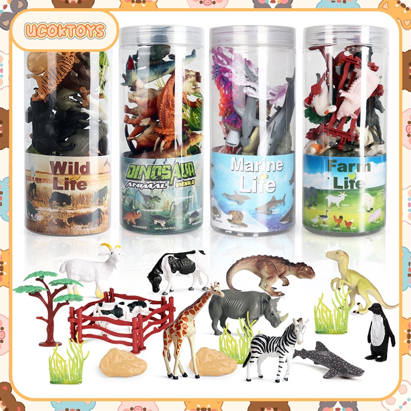【High-Quality】12pcs Animal Toy Set Mini Wild Animals Farm Mainan ...