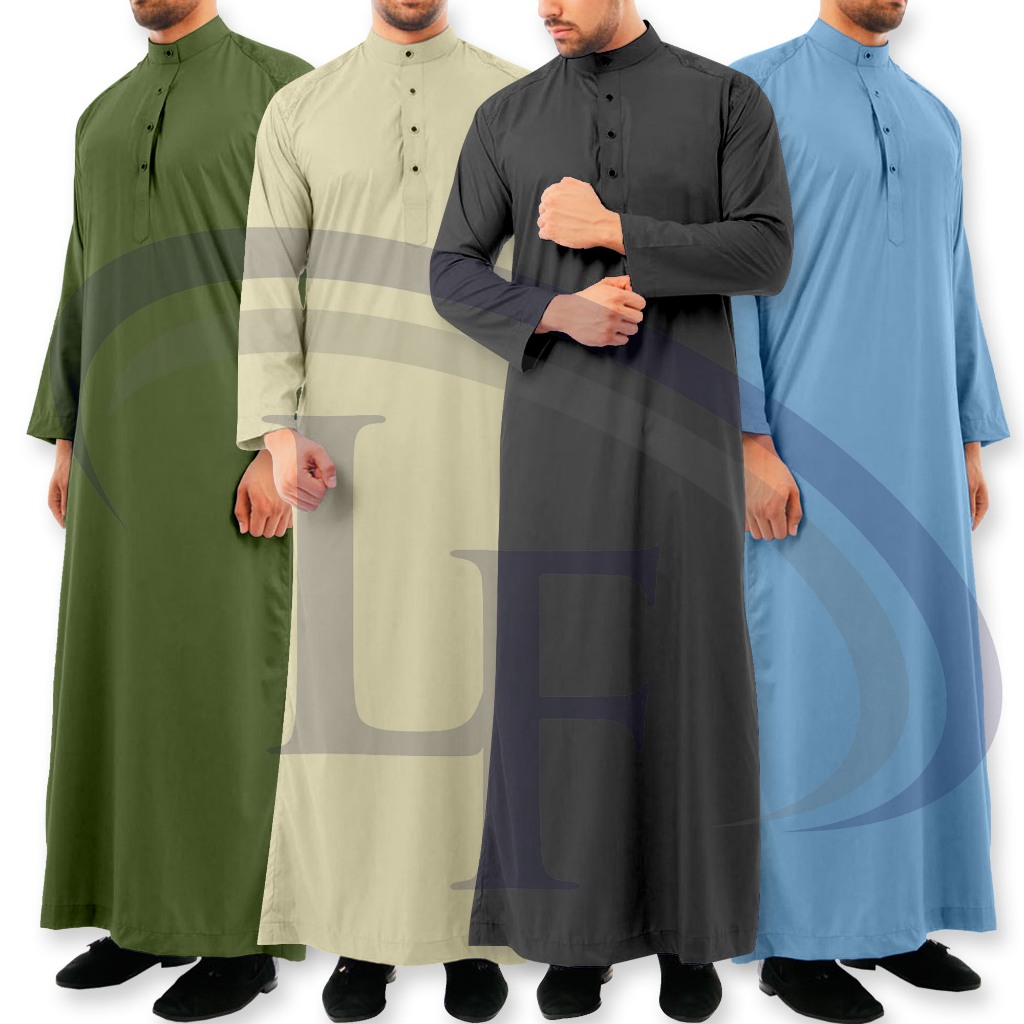 Jubah Lelaki Berkolar Men's Robe Jubah Dewasa Lengan Panjang Jubah ...