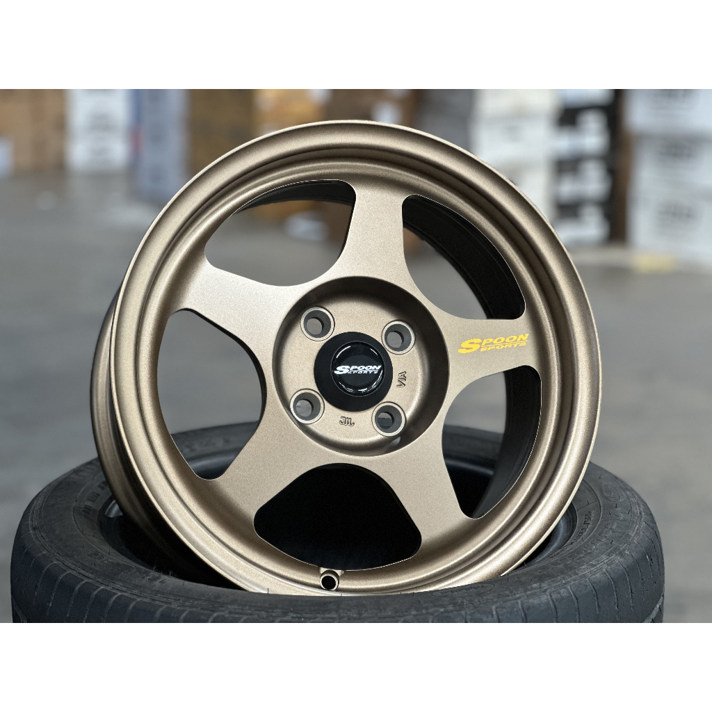 NEW 15X7J AOW Spoon SW388 Rim (set of 4) Bronze 4X100 for City Jazz Vios Yaris Myvi Mazda 2 ...