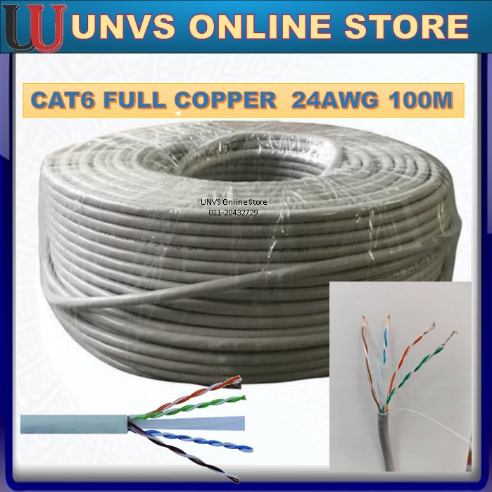 UNVISION CAT6 CABLE 100M 100% FULL COPPER 24AWG CAT 6 RJ45 NETWORK ...