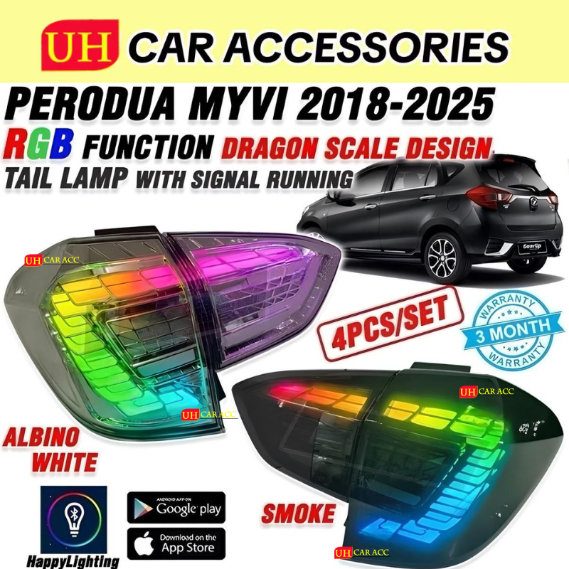 PERODUA MYVI 2018 - 2025 RGB FUNCTION DRAGON SCALE DESIGN TAIL LAMP ...