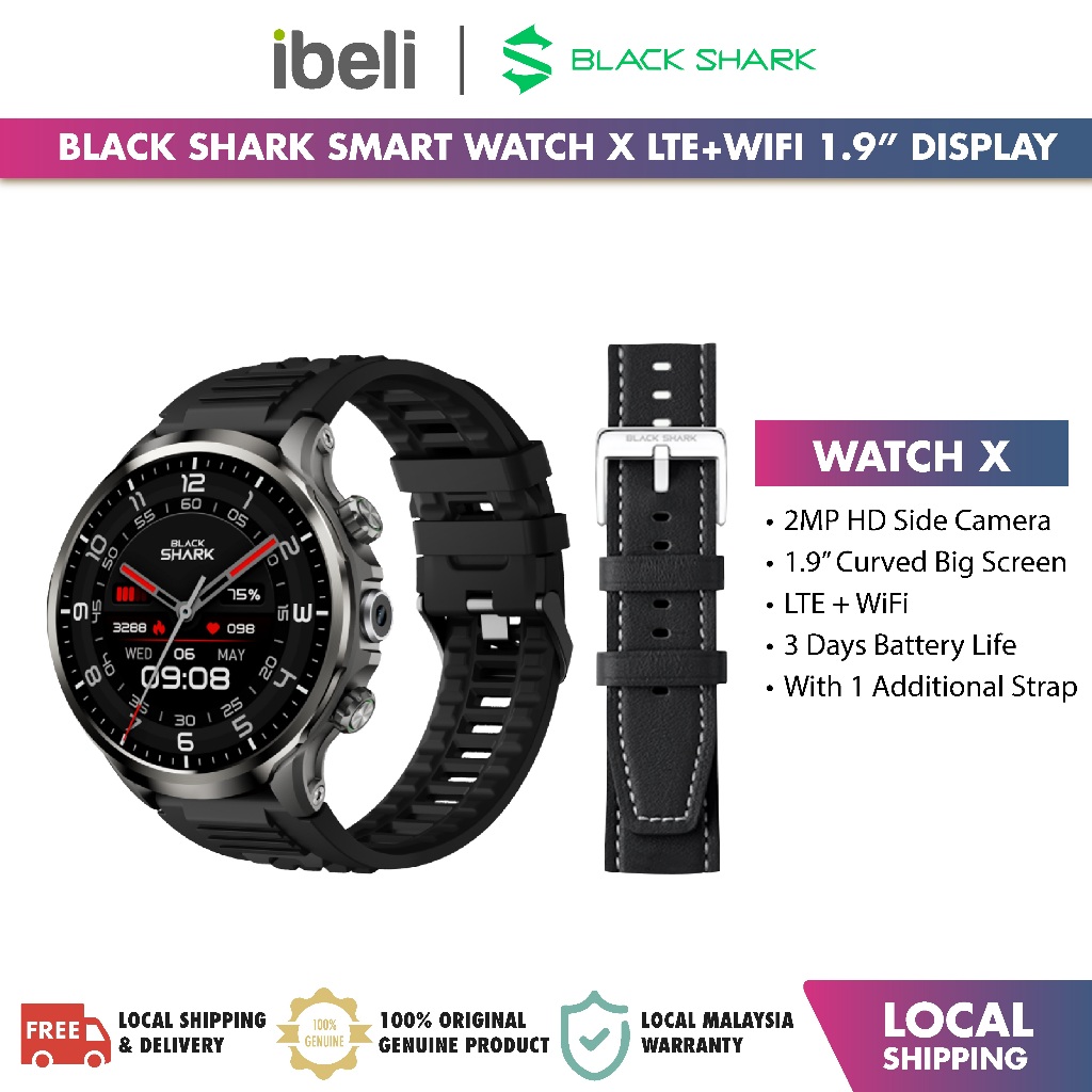 Black Shark Smart Watch X | LTE+WiFi | 1.9" Curved Big Screen | 2M HD ...