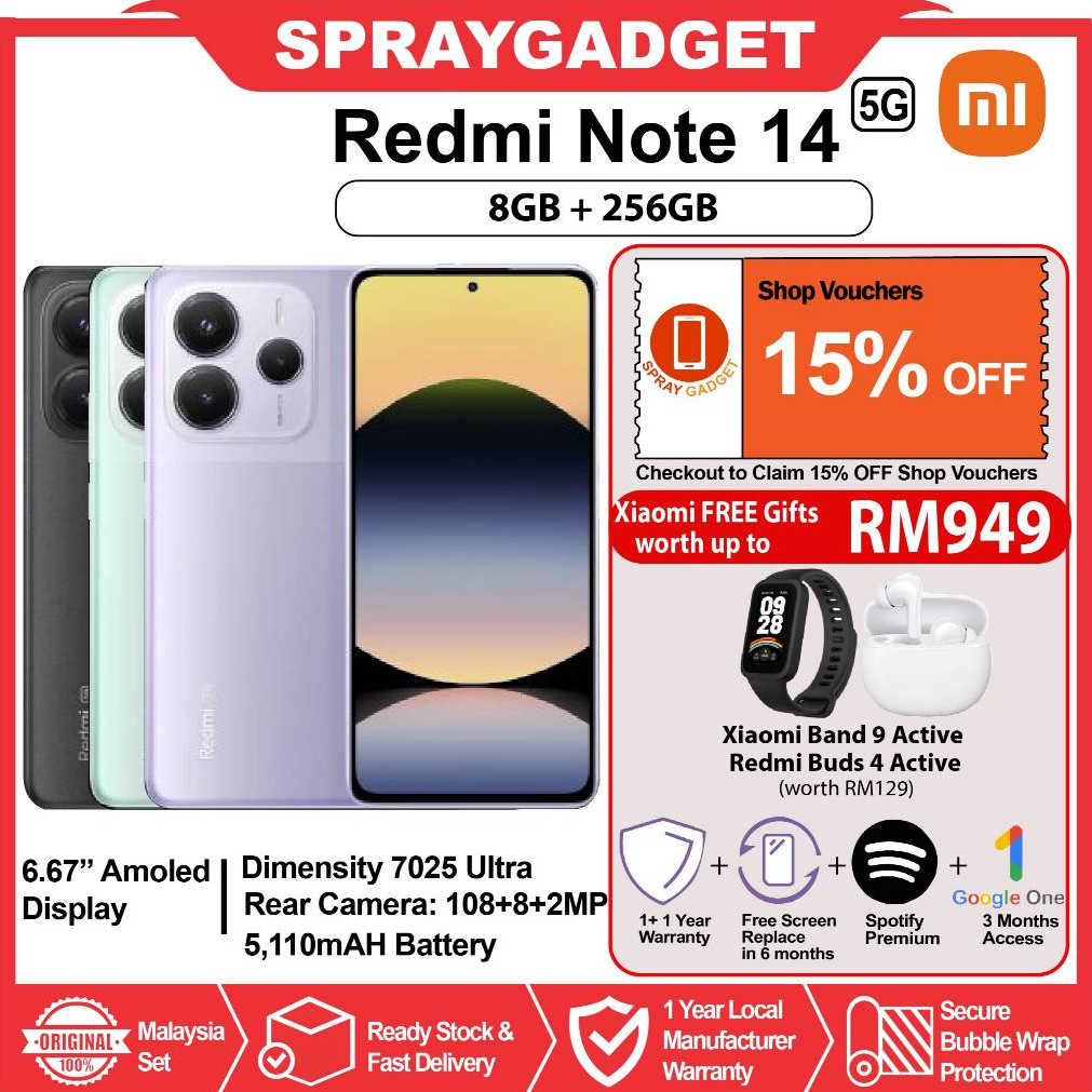 [PROMO] Redmi Note 14 5G (8GB RAM + 256GB ROM) 108MP AI camera with OIS ...