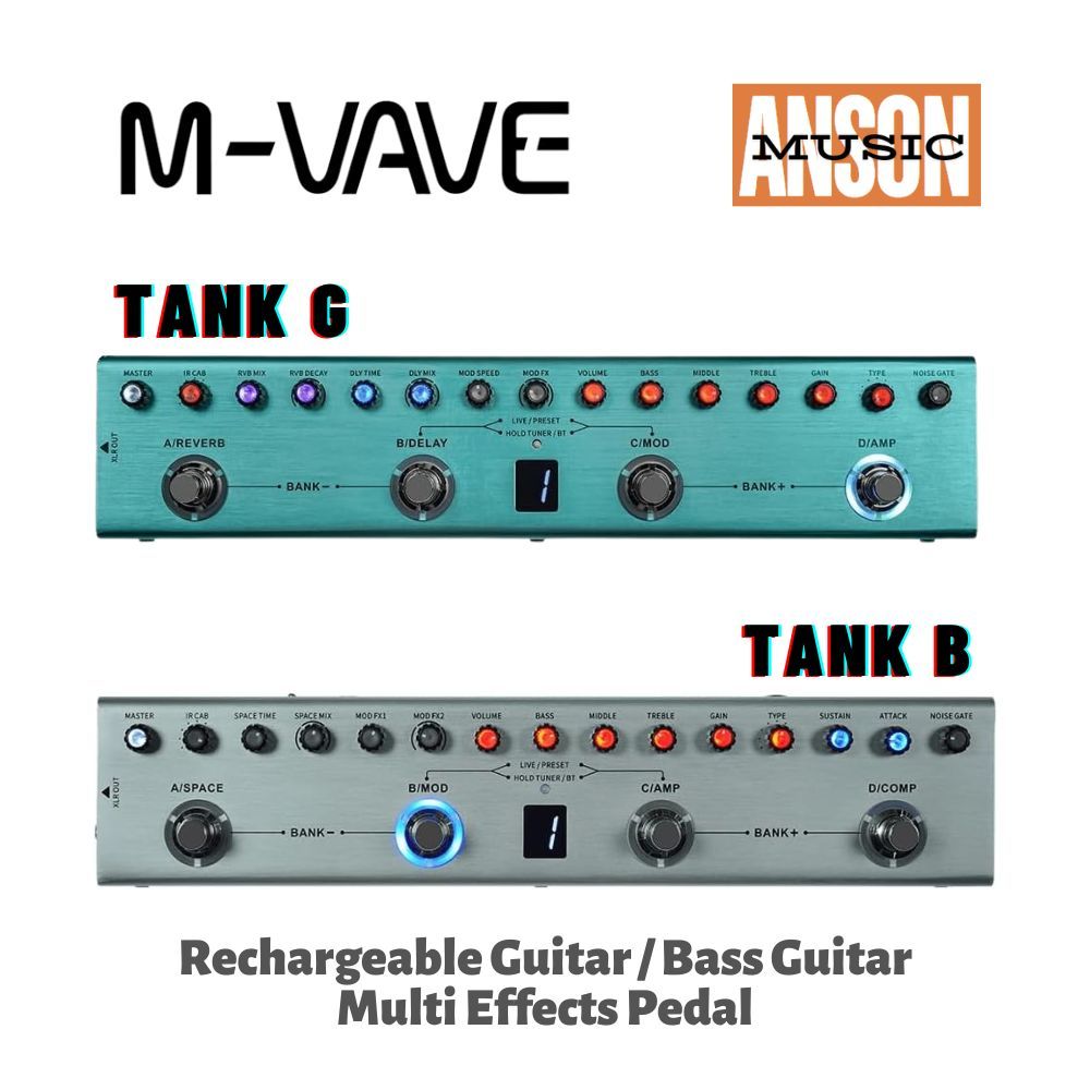 M-vave Tank-G Tank-B Rechargeable Guitar / Bass Guitar Multi Effects Pedal ( TankG/Tank G ...