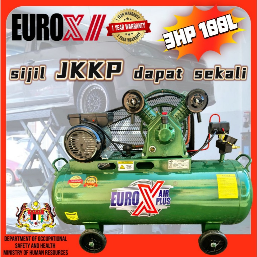 EUROX EAG-3-10065B 3.0HP 100L Air Compressor Mesin Pump Angin Mesin Angin Pump | Shopee Malaysia