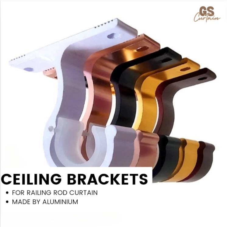 (Aluminium) 28mm - SINGLE Ceiling Bracket for Railing Rod Curtain ...