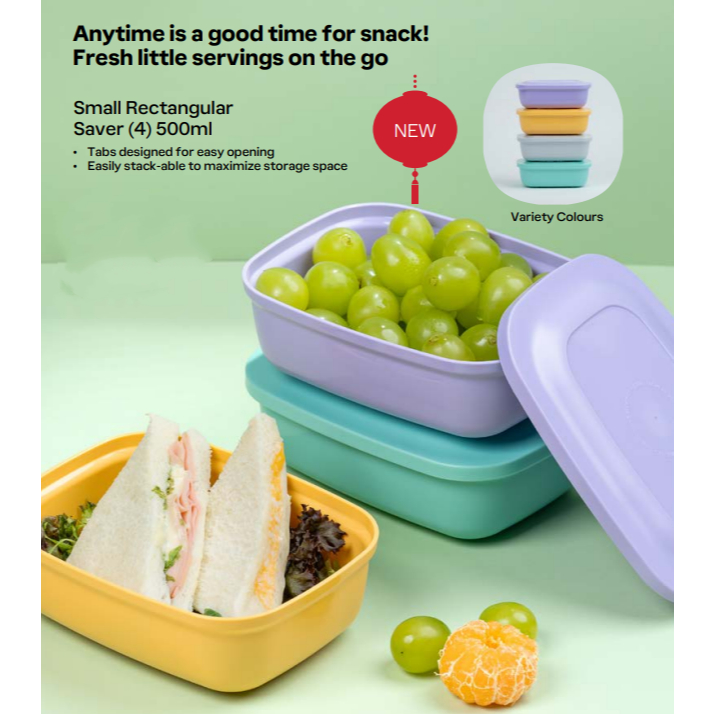 Tupperware Small Rectangular Saver 500ml (4pcs) | Shopee Malaysia