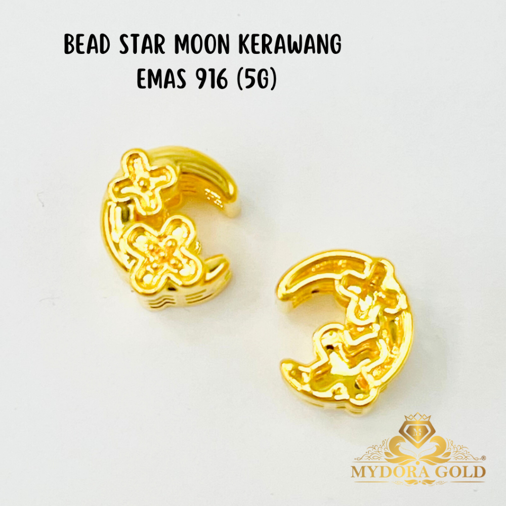 MYDORA Bead Star Moon Kerawang (5G) | EMAS 916/22k | Shopee Malaysia