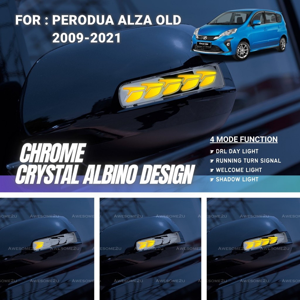 Awesome2u Perodua Alza Old 2009-2021 Car Chrome Albino Side Mirror LED ...