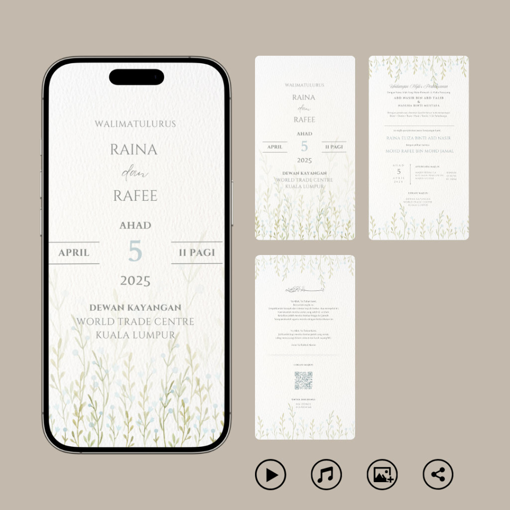Kad Kahwin Digital | e-Card Wedding Invitation | Video Jemputan Kahwin | Baby Blue Floral Design ...