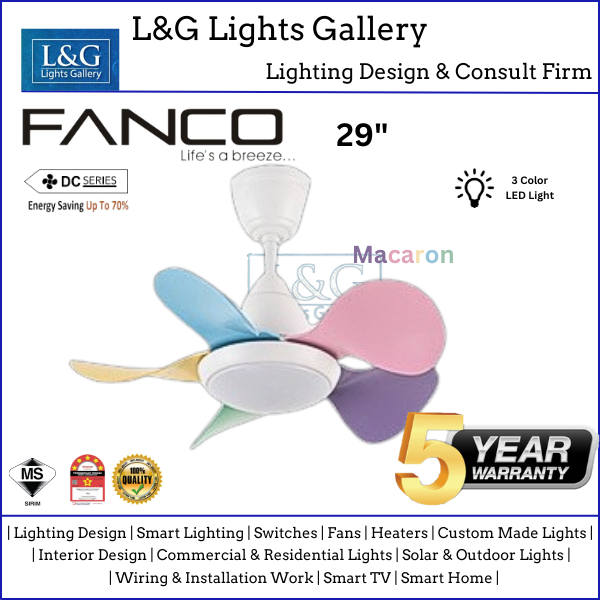 Fanco Fleurette 29 inch DC Motor Ceiling Fan Remote 3 Color LED Lights ...