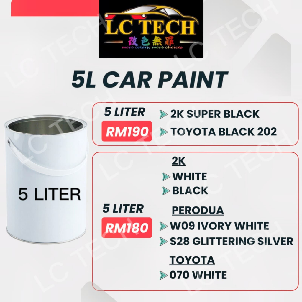 2K 5 LITER CAR PAINT (WHITE/ BLACK/ SUPER BLACK) 2K CAR PAINT FOR CAR ...