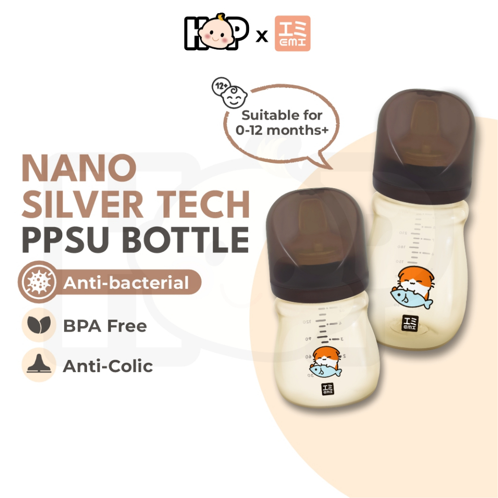 【Nano Silver Tech】EMI Botol Susu Newborn Botol Susu Baby Bottle BPA FREE Botol Susu PPSU Wide ...