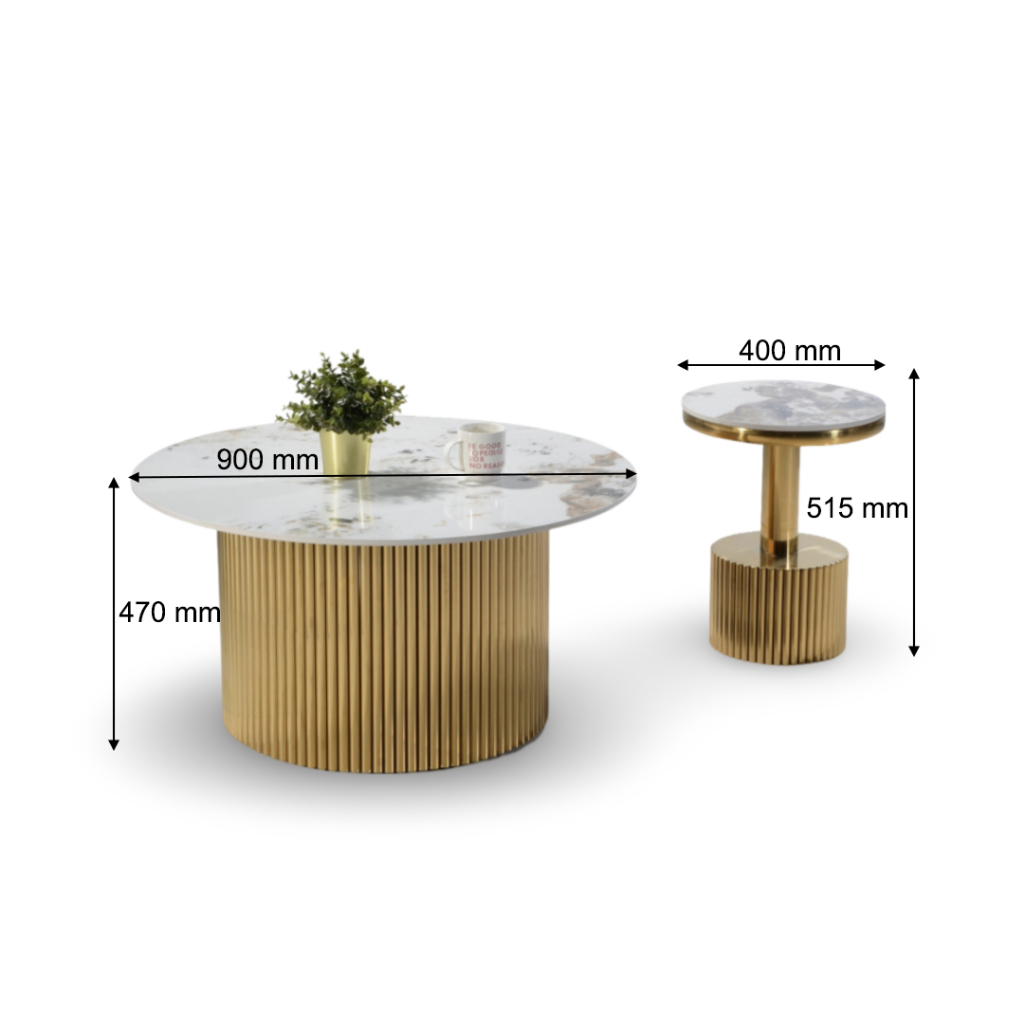 Stylish 2-in-1 Coffee and Side Table: Patek Top with Gold Frame | Shopee Malaysia