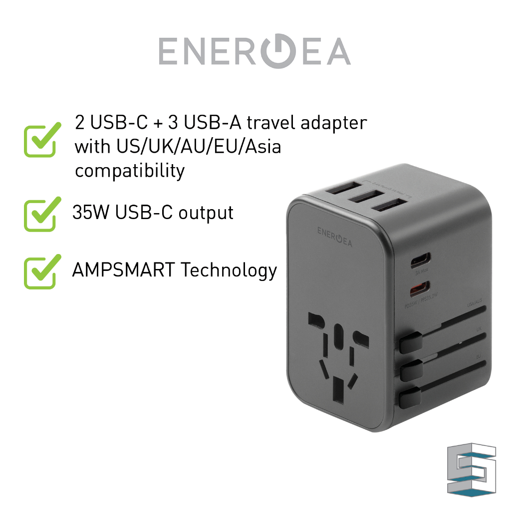 ENERGEA Travel World 3A2C Adapter - Gunmetal (35W/35.5W) | Shopee Malaysia
