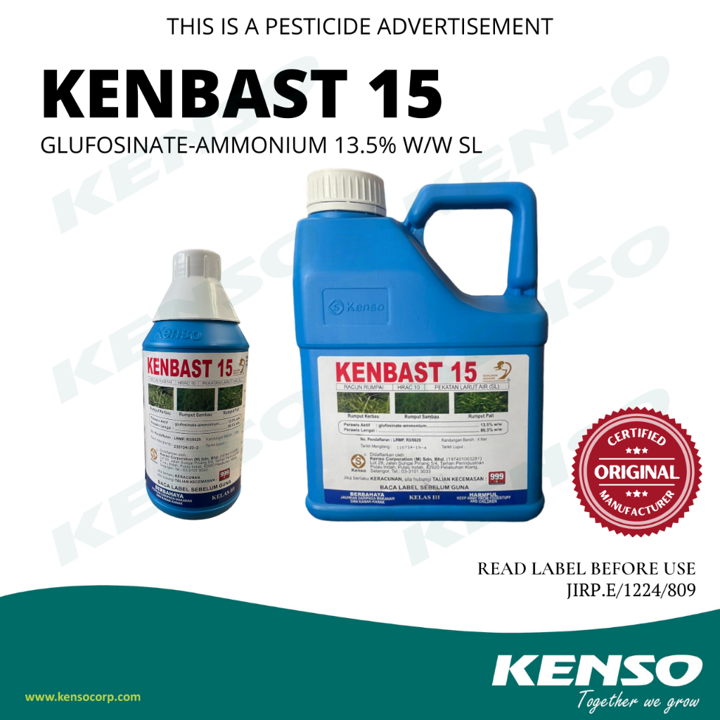 KENSO KENBAST 15 (Glufosinate-ammonium 13.5% w/w SL) Herbicide 1L / 4L ...