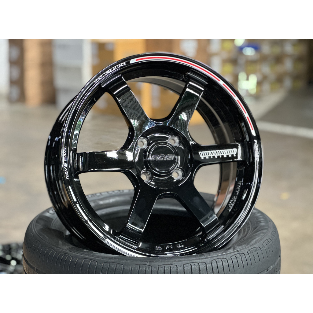 NEW 16X7J AOW TE37 Time Attack Sonic Rim (set of 4) Black 4X100 for City Jazz Vios Yaris Myvi ...