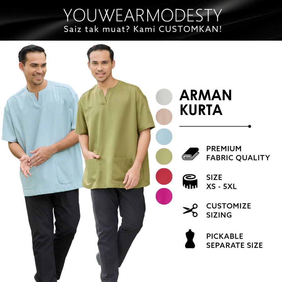 [RAYA 2025] YouWearModesty Arman Men Kurta Lelaki Plus Size Baju Lelaki Oversized Men Shirt Baju ...