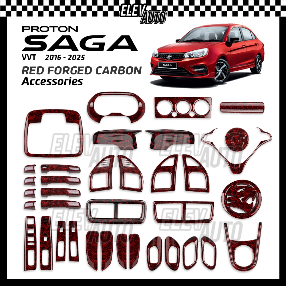 Proton Saga VVT 2016 - 2025 Red Forged Carbon Interior Exterior ...