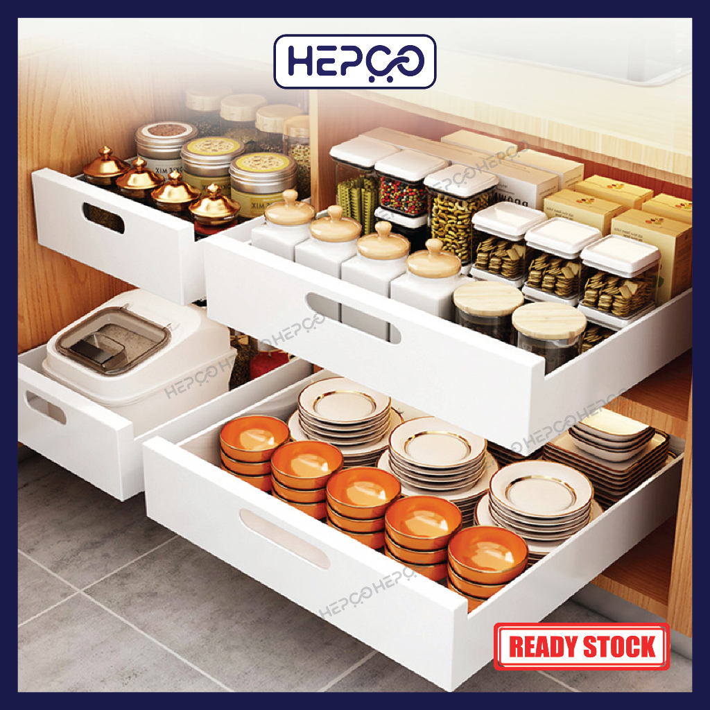 almari tarik rail rak dapur kitchen cabinet pull out dish & bowl rack ...