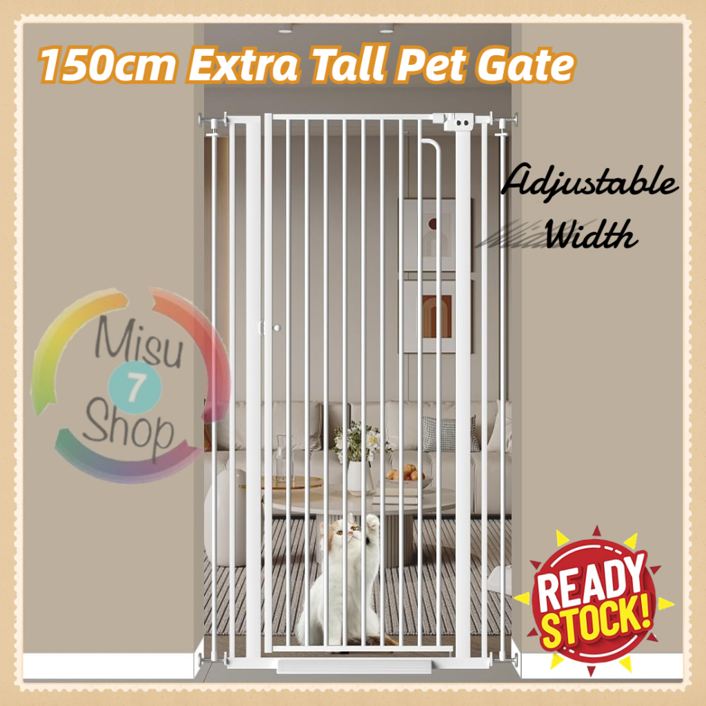 【READY STOCK】150CM Extra Tall Cat Gate Auto Close Open Pet Safety Gate ...