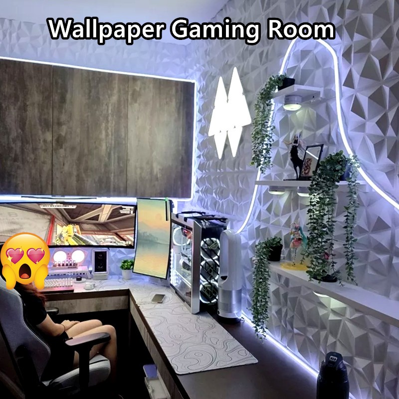 30CM PVC Gaming Wallpaper Decoration 3D Dinding Wallpaper Wall Panel ...