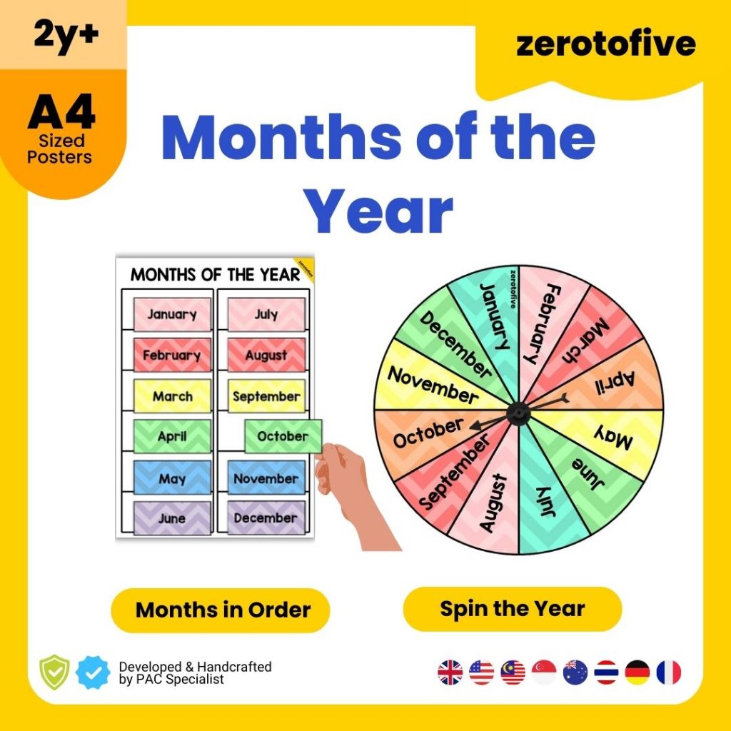 Montessori Learning Months of the Year Flash Cards Baby Toddler Learn ...