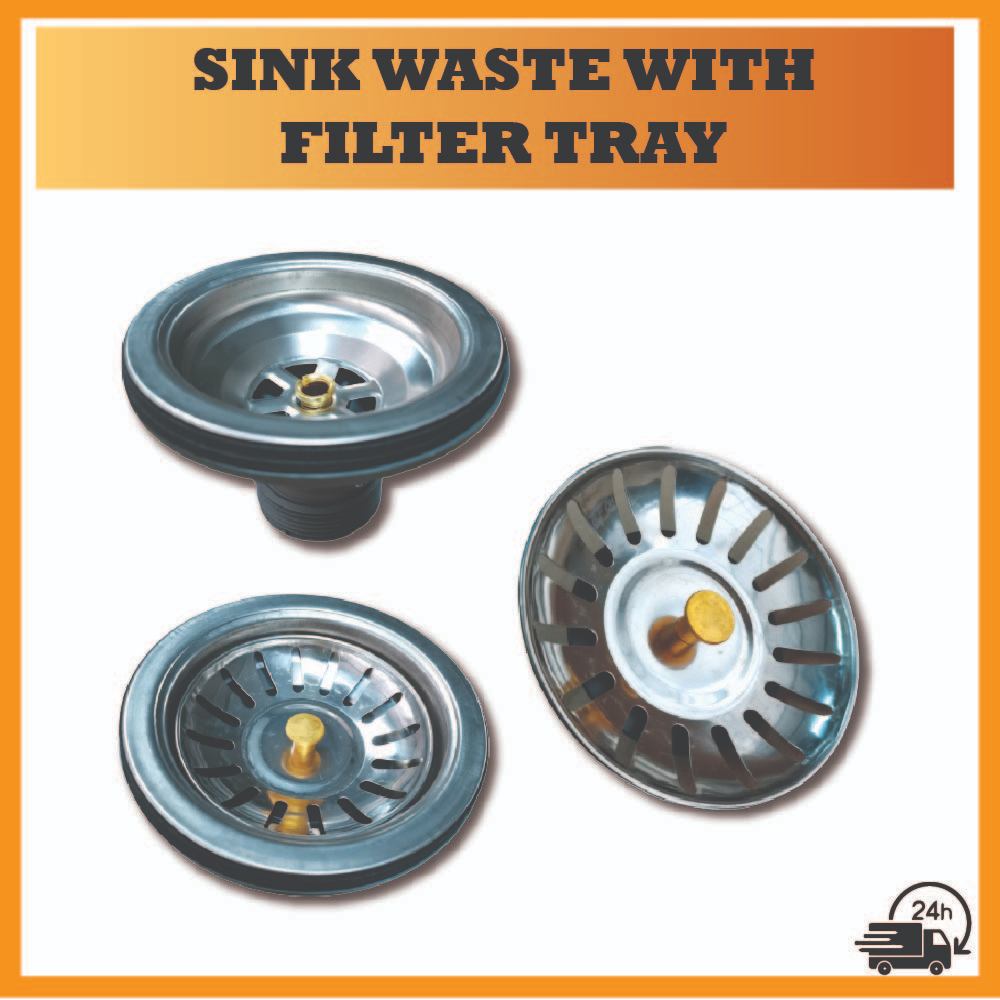 [SUS304] 2 ½” Sink Waste Drain Strainer Kitchen Sink Basket Waste with ...