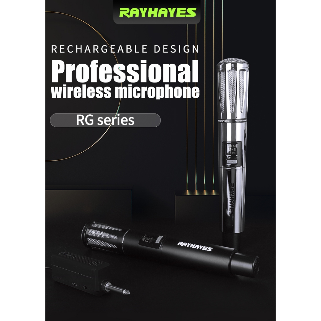 RAYHAYES Professional Microphone Wireless Rechargeable Mic Dynamic ...