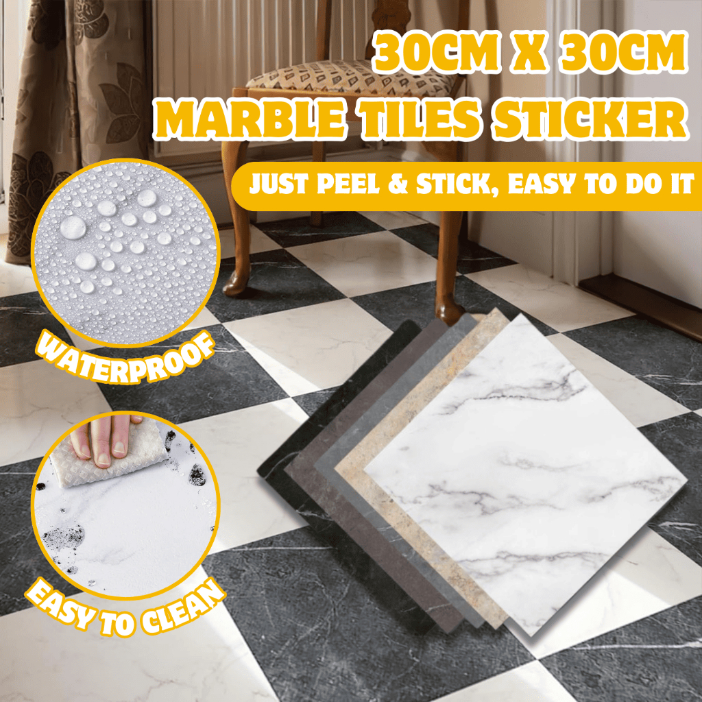 30x30CM Self-Adhesive Marble Floor Tile Sticker Waterproof PVC Vinyl ...
