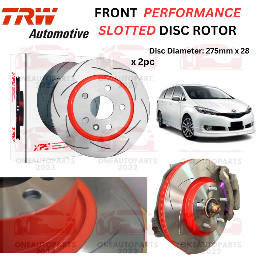 TRW XPS FRONT PERFORMANCE SLOTTED BRAKE DISC ROTOR TOYOTA WISH ZGE20 1. ...