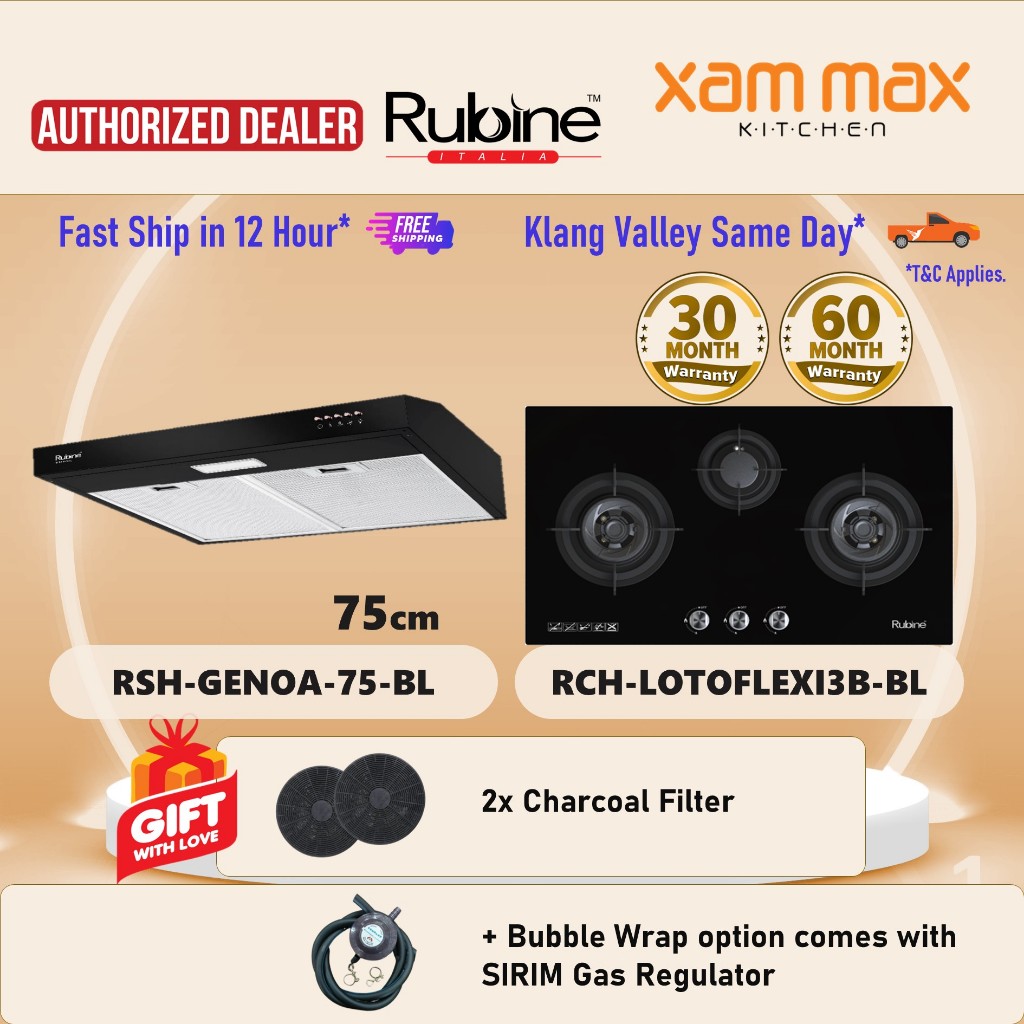 (PM FOR SHIP TODAY) XAMMAX Rubine - GENOA75 Slim Cooker Hood + Cooktop ...