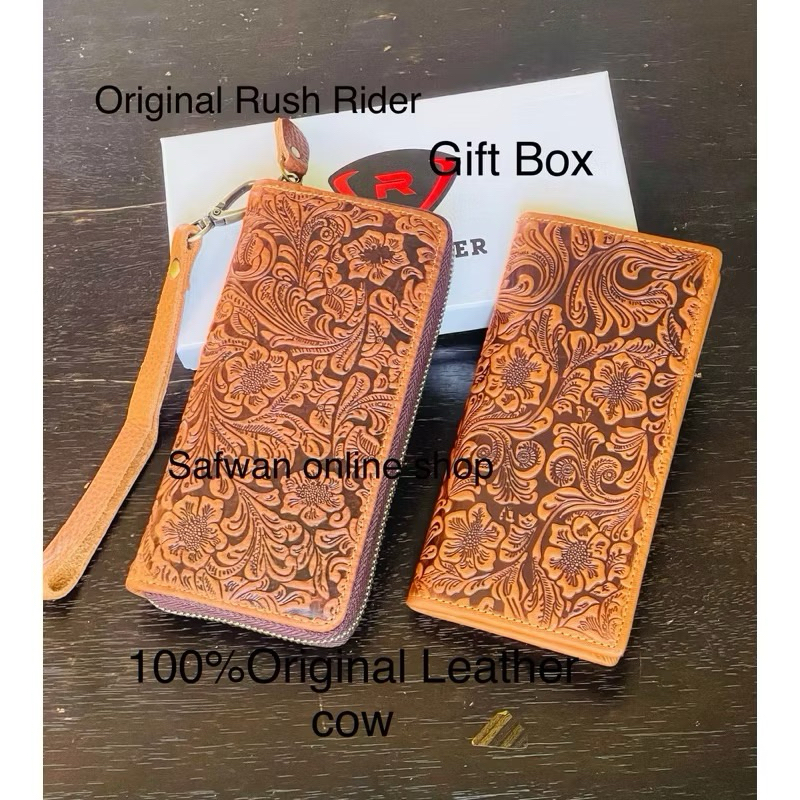 Ready stock Malaysia Rush Rider Long Wallet Zip Full Grain Cow Leather ...