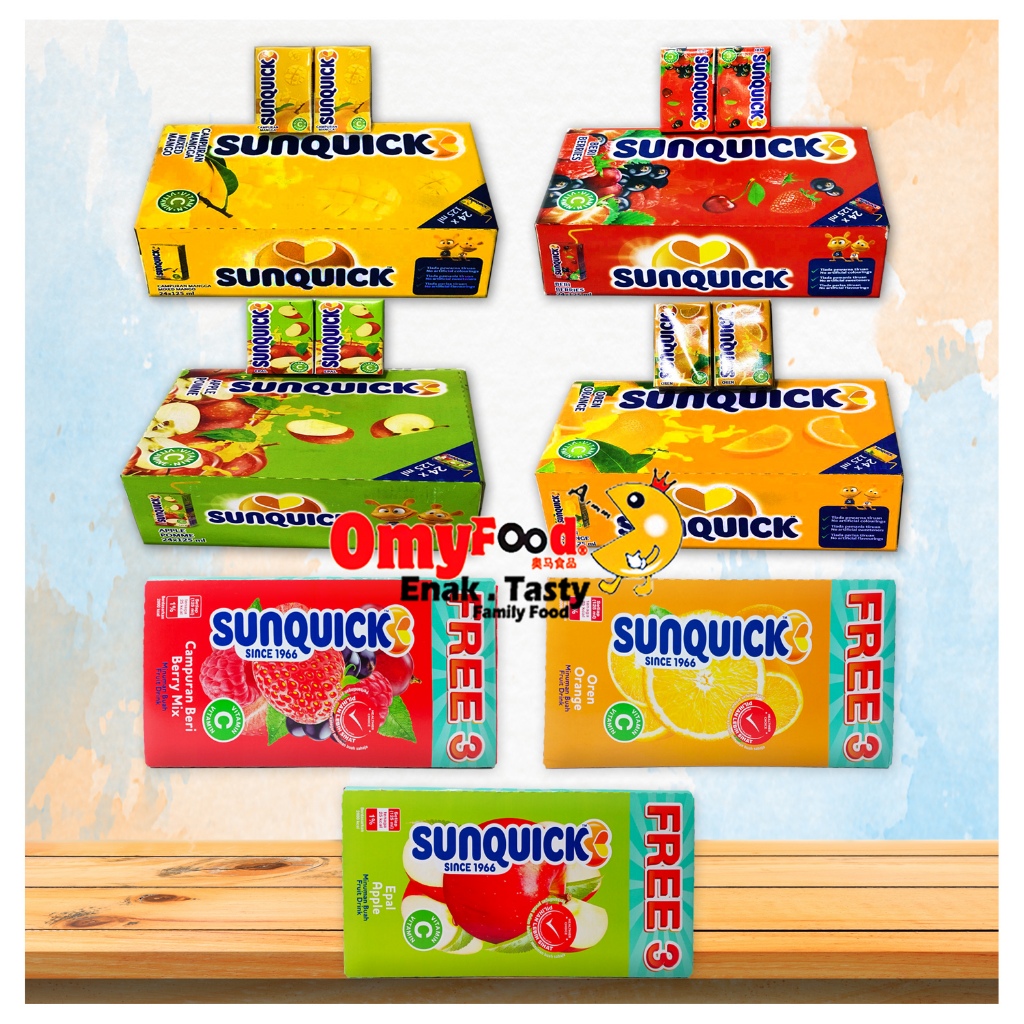 125ml x 24pcs Sunquick Assorted Fruit Juice [Mixed Mango/Berries/Orange ...