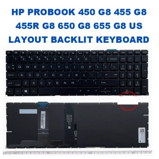 HP PROBOOK 450 G8 455 G8 455R G8 650 G8 655 G8 US LAYOUT BACKLIT ...