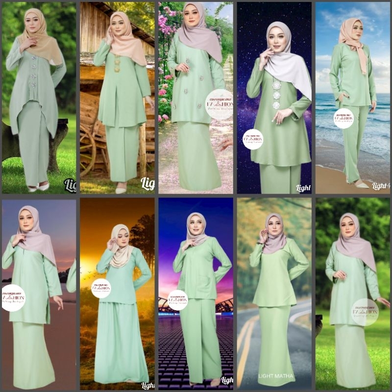 [ XS - 5XL ] LIGHT MATCHA SAGE GREEN KEBARUNG KURUNG MODEN KURUNG RIAU MINI PLUS SIZE SEDONDON ...