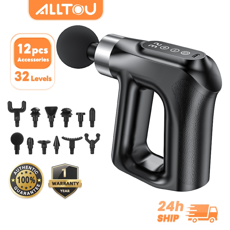 ALLTOU Massage Gun 32 Speeds Mini Fascia Gun With 12 Heads LCD Screen ...