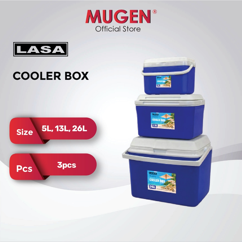MUGEN Camping Cooler Box Outdoor Picnic Chiller Storage Box (5L 13L 26L ...