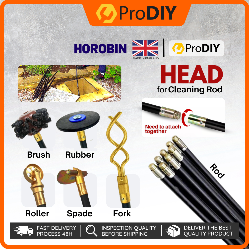 PRODIY | HOROBIN Head Cleaning Rod Roller Brush Fork Rubber Spade Drain ...