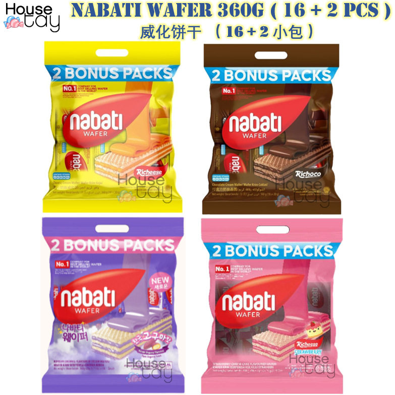 Nabati Wafer 360g Bonus Pack (20g x 16+2pcs) Cheese / Chocolate / Strawberry / Goguma | Shopee ...