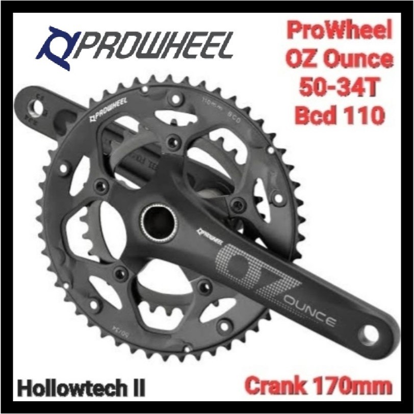 PROWHEEL OZ OUNCE /DESIRE Hollow Double Chainring road bike crank 34 / ...