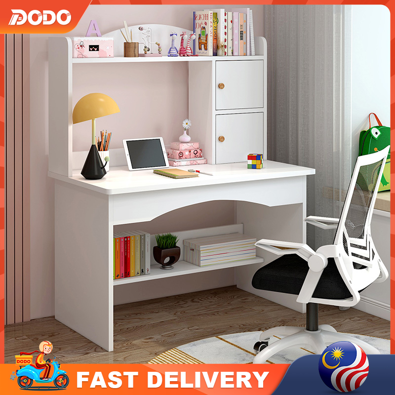 120CM Meja belajar Computer Study Table With Drawer Bookshelf Study ...