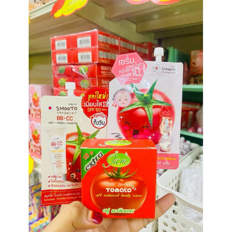 🍅 SET TOMATO 3in1 THAILAND 🍅 SMOOTO BB CC SABUN TOMATO SUPER SERUM ...