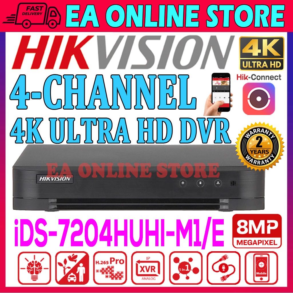 HIK HIKVISION 4 CHANNEL CCTV 8.0MP 2160P DVR iDS-7204HUHI-M1/E 8MP 4CH ...