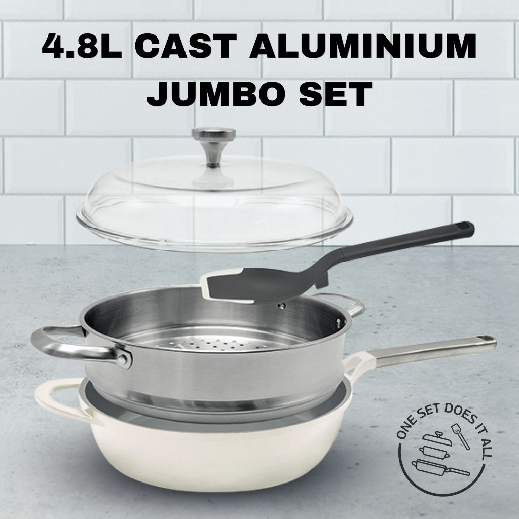 5QT Nonstick Ceramic Pan Everything Pan Large All-in-One Set with Domed ...