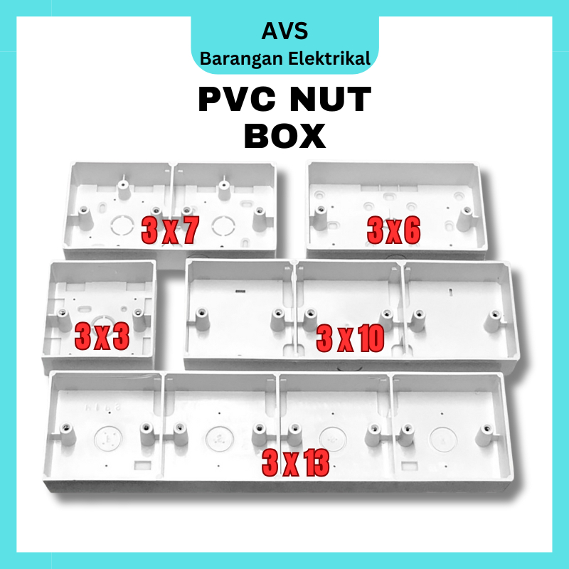 PVC NUT BOX 3x3 3x6 3x7 3x10 3x13 KOTAK SUIS ELEKTRIK CASING PLUG ...