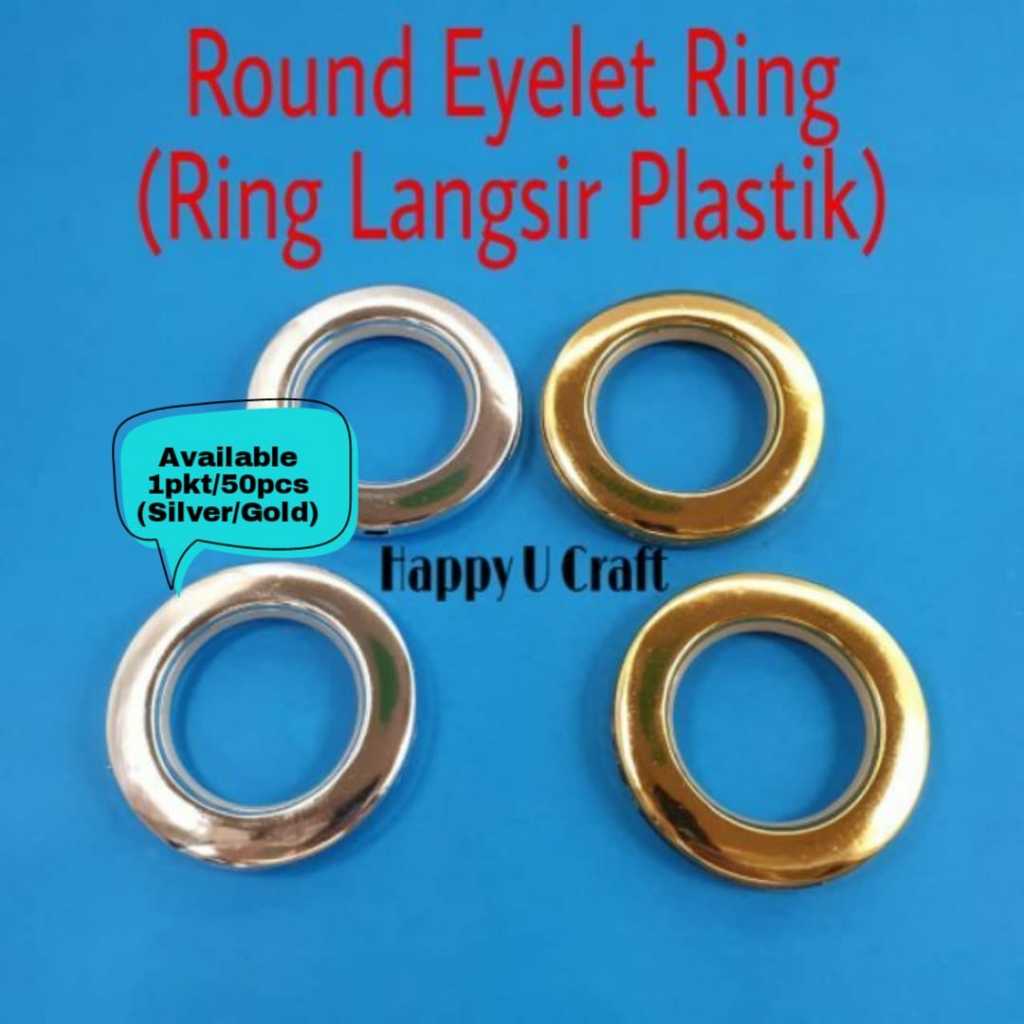 (1pkt/50pcs±)Front and Back Round Eyelet Ring / Ring Langsir Plastik ...